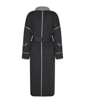 ERMANNO FIRENZE Contrast Trim Belted Coat