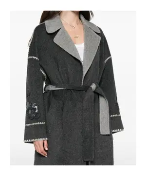 ERMANNO FIRENZE Contrast Trim Belted Coat