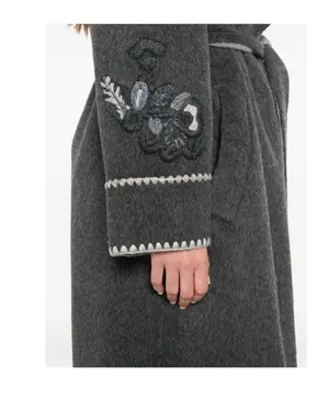 ERMANNO FIRENZE Contrast Trim Belted Coat