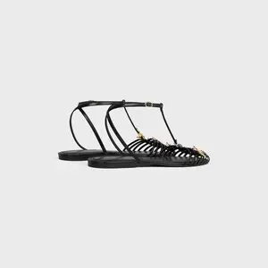 Celine Cage Flat Sandal In Goatskin