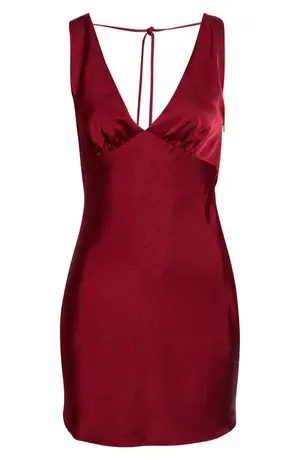 Lulus Liora Plunge Neck Minidress - Wine