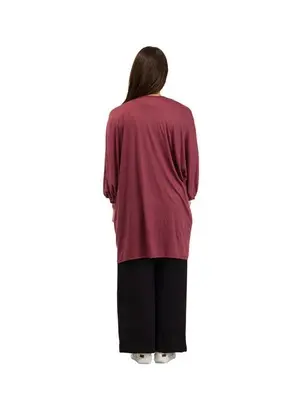 24SEVEN COMFORT APPAREL 24seven Comfort Basic Soft Stretch Open Front Cardigan Jacket - Brick