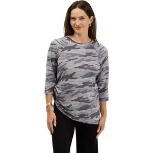 24SEVEN COMFORT APPAREL Basic Soft Stretch Three Quarter Sleeve Top