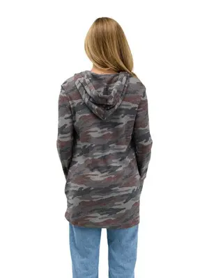 24SEVEN COMFORT APPAREL Essential Hooded Open Front Cardigan Jacket