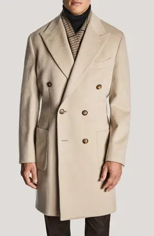 JACK VICTOR Harvard Wool & Cashmere Overcoat - Sand