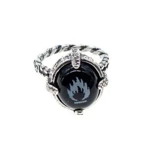 GEM KINGDOM Flame Ring Black - Black/silver
