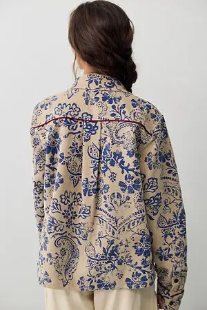 Free People We The Free Shades Of Blue Printed Button Down Top - Sky Blue Combo