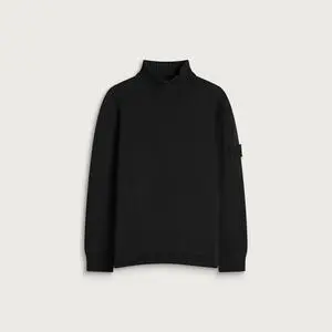 Stone Island Ghost Plush Stitch Winter Turtleneck Jumper - Black