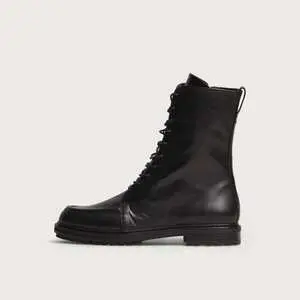 AeydĒ Tate Leather Lace Up Ankle Boots - Black