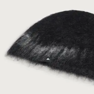 AND WANDER Jacquard Shaggy Knit Beanie - Black