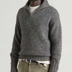 Auralee Homespun Tweed Knit Zip Jumper