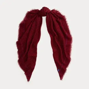 Ralph Lauren Checked Wool Square Scarf - Red