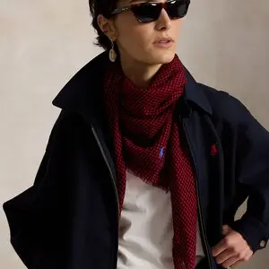 Ralph Lauren Checked Wool Square Scarf - Red