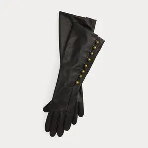 Ralph Lauren Buttoned-placket Sheepskin Gloves - Black