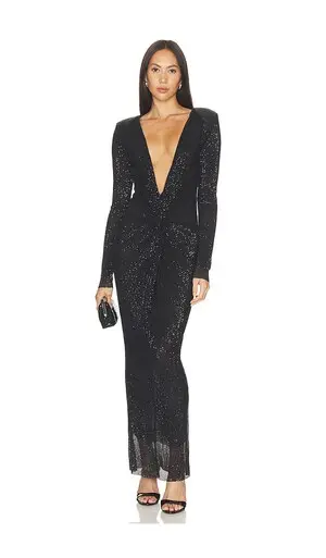L'IDEE Iconique Dress In Black - Black Sequin