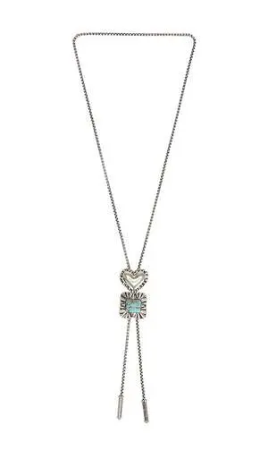 Lele Sadoughi Ruffle Heart Bolo Necklace In Metallic Silver