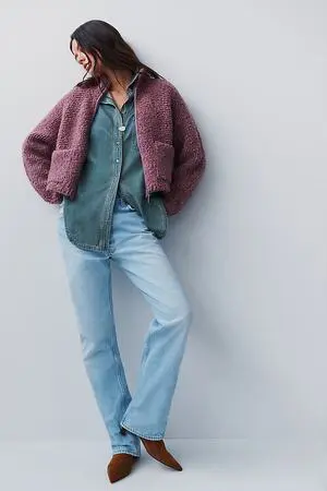 PILCRO Marlow Fleece Zip-front Sweater - Grape Shake