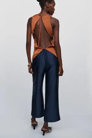 REFORMATION Ola Cropped Straight Leg Pants - Navy