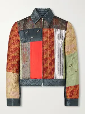 Dries Van Noten Embellished Patchwork Canvas And Jacquard Blouson Jacket