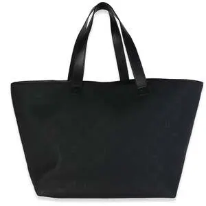 Gucci Embossed Rubber Effect Edge Tote Bag - Black