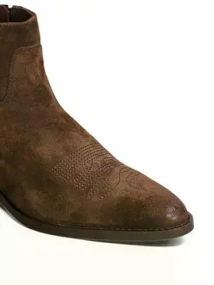 JULIE DEE Western-style Embroidered Ankle Boots