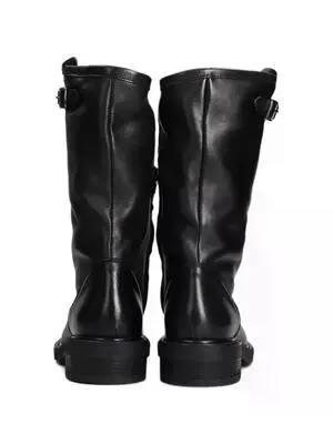 METISSE Buckle-detail Leather Biker Boots - Black