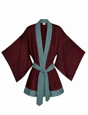 ARTEMIS MUSE One Of A Kind Recyled Sari Kimono Unique One Hund And Twelve - Red