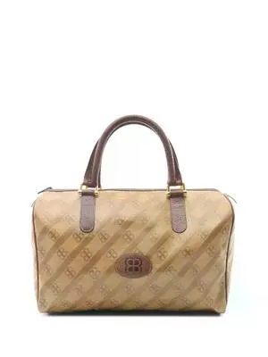 Balenciaga 20th Century Bb Monogram Coated Canvas Boston Bag - Neutrals
