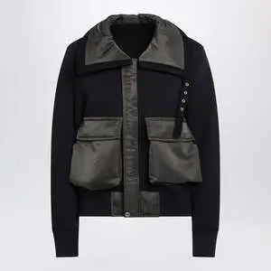 Sacai Navy Blue/khaki Green Jacket In Cotton Blend - Multicolor