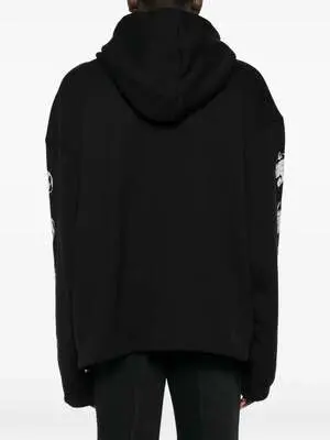 THUG CLUB Graphic-print Snap-button Hoodie - Black
