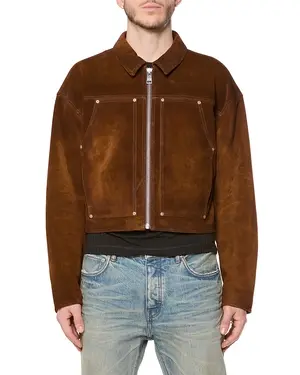 PURPLE BRAND Suede Carpenter Jacket - Brown