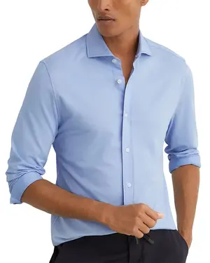 REISS Monaco Stretch Jersey Slim Fit Shirt - Soft Blue