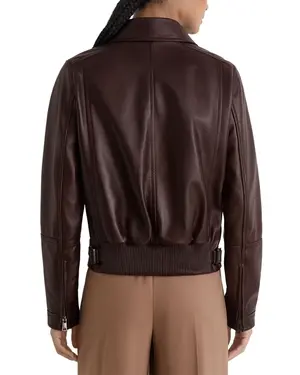 REISS Sorina Leather Jacket - Chocolate