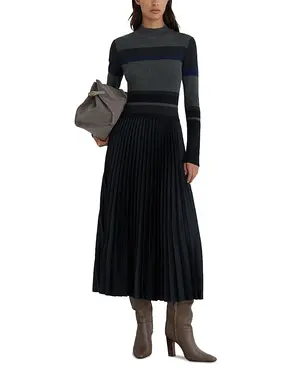 REISS Petites Wool Blend Stripe Midi Dress