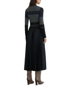 REISS Petites Wool Blend Stripe Midi Dress