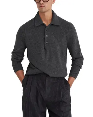 REISS County Wool & Cashmere Half Button Polo Sweater