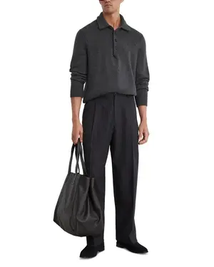 REISS County Wool & Cashmere Half Button Polo Sweater