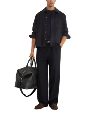 REISS Collin Point Collar Brushed Pocket Overshirt