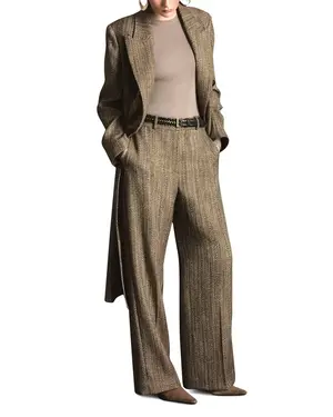 REISS Inessa Textured Herringbone Trousers