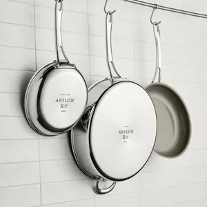 ANOLON Everlast Stainless Steel Ceramic Nonstick Saute Pan With Lid, 5 Quart