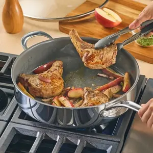 ANOLON Everlast Stainless Steel Ceramic Nonstick Saute Pan With Lid, 5 Quart