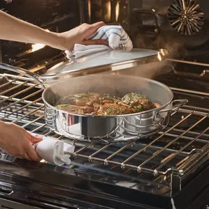 ANOLON Everlast Stainless Steel Ceramic Nonstick Saute Pan With Lid, 5 Quart