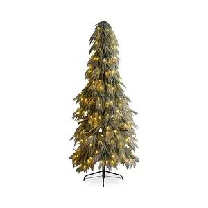 NEARLY NATURAL 6' Pre Lit Artificial Flocked Down Swept Tree - Green