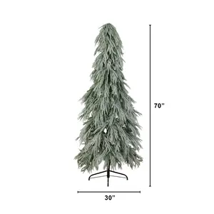 NEARLY NATURAL 6' Pre Lit Artificial Flocked Down Swept Tree