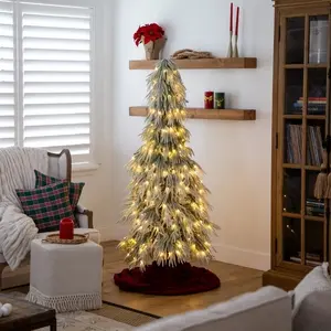 NEARLY NATURAL 6' Pre Lit Artificial Flocked Down Swept Tree