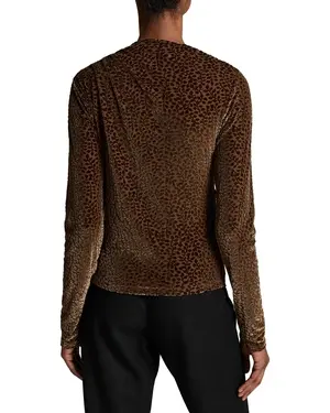Vince Velour Burnout Vine Pattern Top
