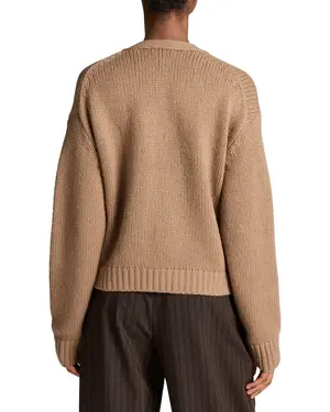 Vince Wool & Cashmere Boxy V Neck Cardigan - Camel