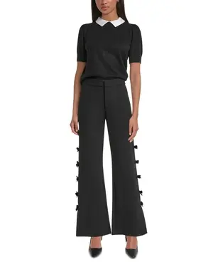 Karl Lagerfeld Paris Bow Trim Detail Relaxed Fit Pants