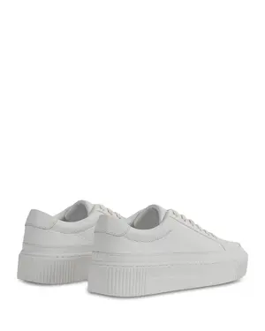 REISS Leanne Grained Leather Low Top Sneakers