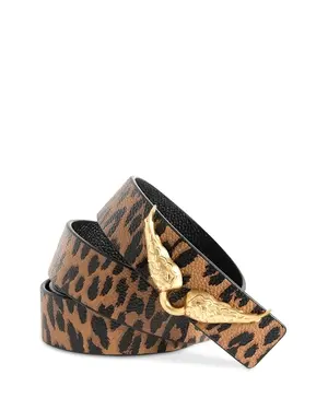 Zadig&Voltaire Zv Wings Reversible Animal Print Leather Belt - Brandy
